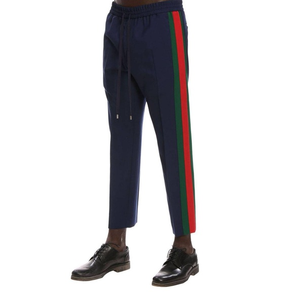 Gucci | Pants | Gucci Stylish Navy Track Pants With Red And Green ...